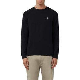 Rundhalspullover s.Oliver, Damen, Gr. L, schwarz, Strick, Obermaterial: 100% Baumwolle, unifarben, regular fit normal, Rundhals, Rippb&uuml;ndchen, Pullover Rundhalspullover, mit Logo Stickerei