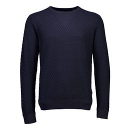 Strickpullover LINDBERGH "LINDBERGH Strickpullover", Damen, Gr. L, dk navy, Obermaterial: 100% Baumwolle, Rundhals, Pullover Strickpullover