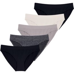 Slip Dorina "Rosanne", Damen, Gr. M, schwarz (schwarz, ivory, grau), Microfaser, Obermaterial: 93% Polyamid, 7% Elasthan, unifarben, k&ouml;rpernah, Unterhosen Slip, mit flacher Naht-Verarbeitung
