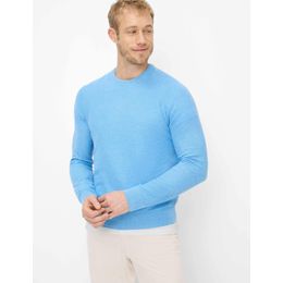 Rundhalspullover Brax "Style RICK", Damen, Gr. L (52), türkis, Strick, 44% Baumwolle, 36% Leinen, 20% Polyester, Rundhals, Pullover Rundhalspullover