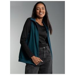 Steppweste TRIGEMA "TRIGEMA Weste aus bequemem Sweat-Material", Damen, Gr. L, blau (saphir), 70% Baumwolle, 30% Polyester, Westen Steppweste