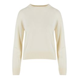 Rundhalspullover Urban Classics "Urban Classics Damen Ladies Knitted Roundneck Sweater", Damen, Gr. L, sandwei&szlig;, 70% Viskose, 30% Polyamid, unifarben, normal, Rundhals, Pullover Rundhalspullover