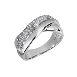 Fingerring Firetti "Schmuck Geschenk Silber 925 Silberring blau glitzernd" Gr. 58, silber (silberfarben, kristallwei&szlig;), Fingerringe, Damen, 58, Silber 925 (Sterlingsilber), 4,3mm, Fingerring, mit Zirkonia (synth.)