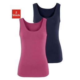 Tanktop Vivance "aus elastischer Baumwoll-Qualit&auml;t", Damen, Gr. 32/34, transparent (beere, navy), Single Jersey, Obermaterial: 95% Baumwolle, 5% Elasthan, unifarben, Basic, bequem, tiefer Rundhals, Tops Tanktop, Topseller