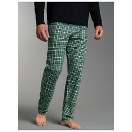 Schlafanzug TRIGEMA "TRIGEMA Schlafanzughose mit Karo-Muster", Jungen, Gr. M, efeu, 100% Baumwolle, Homewear-Sets Schlafanzug