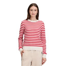 BETTY & CO Strickpullover BETTY & CO "Damen mit Struktur", Damen, Gr. 38, cream, rot, Strick, Obermaterial: 100% Baumwolle, l&auml;ssig geschnitten normal, Rundhals, Pullover Strickpullover