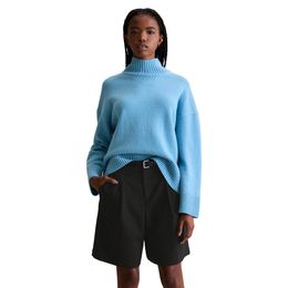 Marc O'Polo Stehkragenpullover MARC O'POLO DENIM "aus softem Wolle-Mix", Damen, Gr. M, azure sky, Obermaterial: 45% Wolle (Schafwolle), 35% Polyamid, 20% Baumwolle, unifarben, Pullover Stehkragenpullover