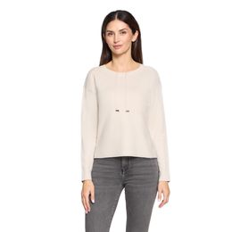 Strickpullover Betty Barclay "Damen mit Seitenschlitzen", Damen, Gr. 48, beige, Strick, Obermaterial: 55% Viskose, 30% Polyester, 15% Polyamid, gerade normal, Rundhals, Pullover Strickpullover
