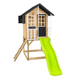 Spielhaus 'Holli 1' naturfarben/schwarz mit Rutsche 270 x 148 x 224 cm