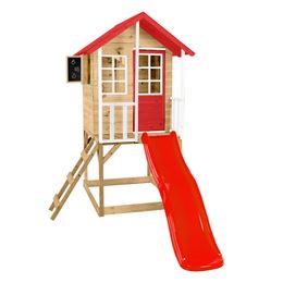 Spielhaus 'Lolla 1' naturfarben/rot mit Rutsche 270 x 148 x 224 cm