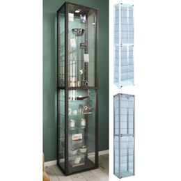 Vcm Glasvitrine stehend Vitrine Glas mit ESG-Sicherheitsglas Ma&szlig;e ca. H. 227 x B. 50 x T. 38 cm Standvitrine Glas Modern und platzsparend Glas Vitrinenschrank &ndash; Kavisa XXL