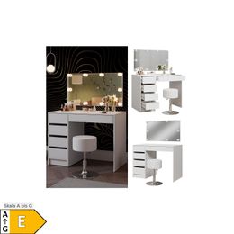 VICCO Schminktisch Thalia Wei&szlig; Hochglanz 100 cm mit LED-Beleuchtung und Hocker