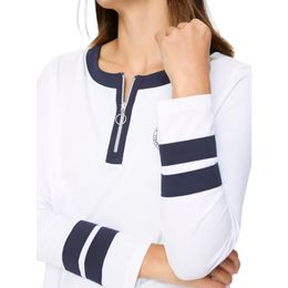 WITT Damen Langarmshirt mit Kontrast-Streifen, wei&szlig;-marine, Gr&ouml;&szlig;e 50