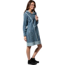 WITT Damen Jeanskleid mit Fransen-Verzierung, blue-bleached, Gr&ouml;&szlig;e 40