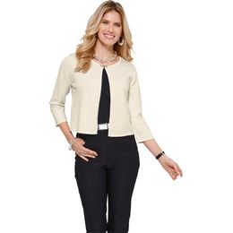 Damen Feinstrickjacke mit Rundhals-Ausschnitt champagner, Gr&ouml;&szlig;e 50