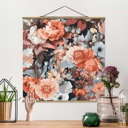 Bilderwelten Stoffbild mit Posterleisten Illustriertes Blumenmeer