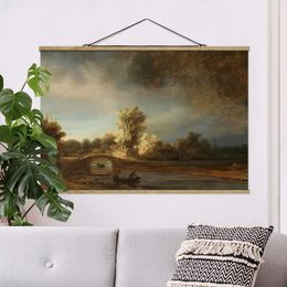 Bilderwelten Stoffbild mit Posterleisten Rembrandt - Landschaft mit Steinbr&uuml;cke