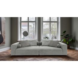 Big-Sofa Home Affaire, B:304cm H:69cm T:135cm, grau, 100% Polyester, Sofas, "Suyana mit Federkern, B/T/H: 304/135/69 cm, Zierkissen + Kissenrollen",