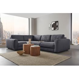 Ecksofa Home Affaire, B:224cm H:84cm T:304cm, grau, 92% Polyester 8% Nylon, Wohnzimmer, Sofas, "Bloomfield, Breite 304cm, Mega Polsterecke mit viel