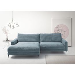 Ecksofa Home Affaire, B:272cm H:84cm T:190cm, blau, 88% Polyester, 12% Polyacryl, Wohnzimmer, Sofas, "Downtown, B/T/H: 272/190/84 cm L-Form", weicher