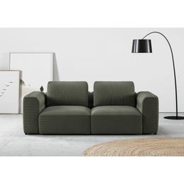 2-Sitzer Home Affaire, B:218cm H:62cm T:109cm, gr&uuml;n, 95% Polyester, 5% Nylon, Sofas, "Cushid", Modulsofa, bestehend aus 2 Teilen, Breite 218 cm