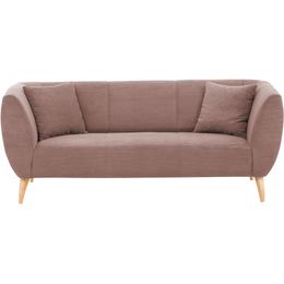 3-Sitzer Home Affaire, B:208cm H:83cm T:88cm, rosa, 100% Polyester, Sofas, zwei verschiedene Fu&szlig;farben w&auml;hlbar