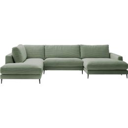 Wohnlandschaft Home Affaire, B:341cm H:84cm T:223cm, grün, 88% Polyester, 12% Polyacryl, Sofas, "Downtown XXL B/T/H: 341/223/84 cm Loungemöbel zum