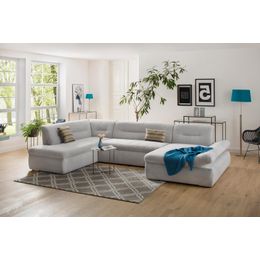 Wohnlandschaft Home Affaire, B:355cm H:80cm T:216cm, grau, 95% Polyester, 5% Polyacryl, Sofas, "Avesa U-Form", Wahlweise mit Armteilverstellung und