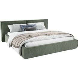 Polsterbett Home Affaire, B:202cm H:91cm L:250cm, gr&uuml;n, 95% Polyester;5% Nylon, Betten, "Adrina mit Biesenoptik, Feincord und Luxus-Microfaser", bis