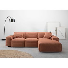 Ecksofa Home Affaire, B:264cm H:71cm T:191cm, braun, 100% Polyester, Wohnzimmer, Sofas, "Glimminge L-Form auch in Breitcord, Feincord + Easy