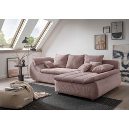 Ecksofa Home Affaire, B:270cm H:90cm T:170cm, rosa, Microfaser PRIMABELLE (100% Polyester) / Struktur (82% Polyester, 9% Viscose, 7% Baumwolle, 2%