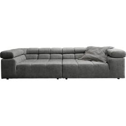 Big-Sofa Home Affaire, B:290cm H:70cm T:110cm, grau, Sofas, "Ancona B/T/H: 290/110/70 cm", auffällige Steppung, inkl. 2 Zierkissen und verstellbaren