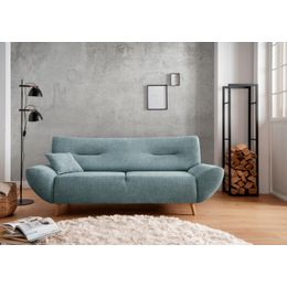 3-Sitzer Home Affaire, B:205cm H:81cm T:90cm, gr&uuml;n, 100% Polyester, Sofas, "Drago", frei im Raum stellbar, inkl. 1 Zierkissen