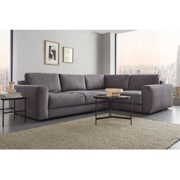 Ecksofa Home Affaire, B:304cm H:84cm T:224cm, grau, 100% Polyester, Wohnzimmer, Sofas, "Bloomfield, Breite 304cm, Mega Polsterecke mit viel Platz,