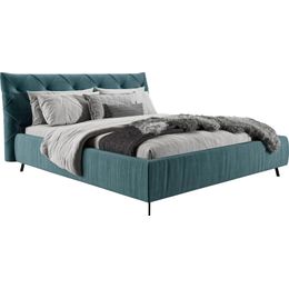 Polsterbett Home Affaire, B:216cm H:105cm L:234cm, blau, 100% Polyester, Betten, "Elloree, in 4 Breiten bis 200cm, auch in Leder", Kopfteilhöhe 105