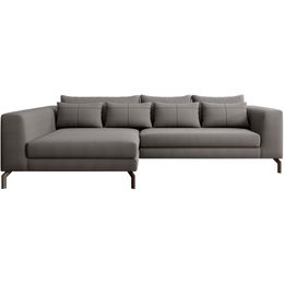 Ecksofa Home Affaire, B:284cm H:82cm T:172cm, grau, 92% Polyester / 8% Nylon, Wohnzimmer, Sofas, "Cross, mit softem Sitz, L-Form, wendbare