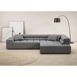 Ecksofa Home Affaire, B:319cm H:70cm T:215cm, grau, Struktur (85% Polyester, 15% Viskose);Luxus-Microfaser weich (98% Polyester, 2% Nylon);Velours