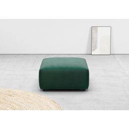 Hocker Home Affaire, H:71cm T:80cm, gr&uuml;n, 95% Polyester, 5% Nylon, Wohnzimmer, Hocker, "Glimminge auch in Breitcord, Feincord und Easy care-Bezug",
