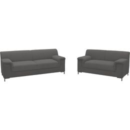 Polstergarnitur Home Affaire, H:76cm T:81cm, grau, 100% Polyester, Sitzm&ouml;bel-Sets, "Jamie 2, auch in Cord, Set: bestehend aus 1,5- und 2,5-Sitzer",