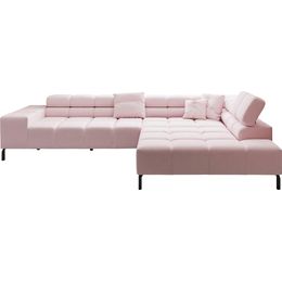 Ecksofa Home Affaire, B:321cm T:216cm, rosa, 100% Polyester, Wohnzimmer, Sofas, "Ancona New, wahlweise motorische Sitztiefenverstellung, auch in