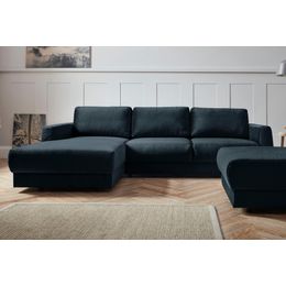 Ecksofa Home Affaire, B:264cm H:80cm T:175cm, gr&uuml;n, Luxus-Microfaser Lederoptik (100% Polyester);Struktur grob (100% Polyester);Samtoptik (100%