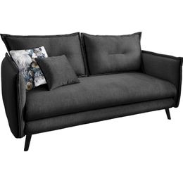 3-Sitzer Home Affaire, B:183cm H:97cm T:110cm, grau, 100% Polyester;Wendekissen: 100% Polyester, Sofas, "Lazio", inklusive 1 Stk. Wende- und 1 Stk.