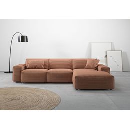 Ecksofa Home Affaire, B:294cm H:71cm T:191cm, braun, 100% Polyester, Wohnzimmer, Sofas, "Glimminge auch in Breitcord, Feincord, Bouclé + Easy
