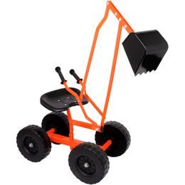 SMALL FOOT Kinder Spielzeug-Bagger, rot, Metall, B:22cm H:104cm T:58cm, Spielzeugfahrzeuge, mit Rädern, zum Sitzen