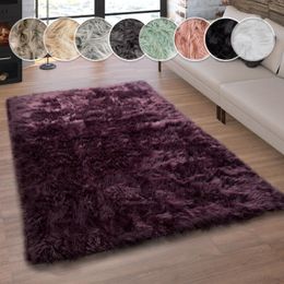 Fellteppich Paco Home, B:40cm H:64mm L:60cm, lila, Polyester, Teppiche, "Playa 960", Kunstfell, Flokati-Optik, Hochflor, weich und flauschig,