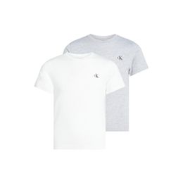 Jungen T-Shirt "2-PACK MONOGRAM TOP", wei&szlig;, Gr. 12, Calvin Klein Jeans, unifarben, Single Jersey, Obermaterial: 100% Baumwolle, Shirts, f&uuml;r Kinder