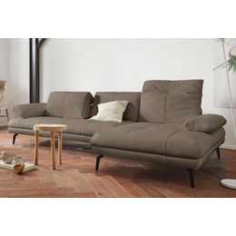 Ecksofa Home Affaire, B:295cm H:83cm T:162cm, grau, Struktur weich (100% Polyester);Struktur grob (100% Polyester);100% NaturLEDER, Wohnzimmer,