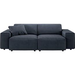 2,5-Sitzer Home Affaire, B:214cm H:71cm T:101cm, blau, 100% Polyester, Sofas, "Glimminge auch in Breitcord, Feincord + Easy care-Bezug", besondere