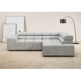 Inosign Ecksofa HOME AFFAIRE, B:249cm H:70cm T:215cm, silber, 95% Polyester, 5% Nylon, Wohnzimmer, Sofas, "Ancona, incl. Kopfteilverstellung + 3 Zierkissen,