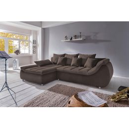 Ecksofa Home Affaire, B:270cm H:90cm T:170cm, braun, Microfaser PRIMABELLE (100% Polyester) / Struktur (82% Polyester, 9% Viscose, 7% Baumwolle, 2%